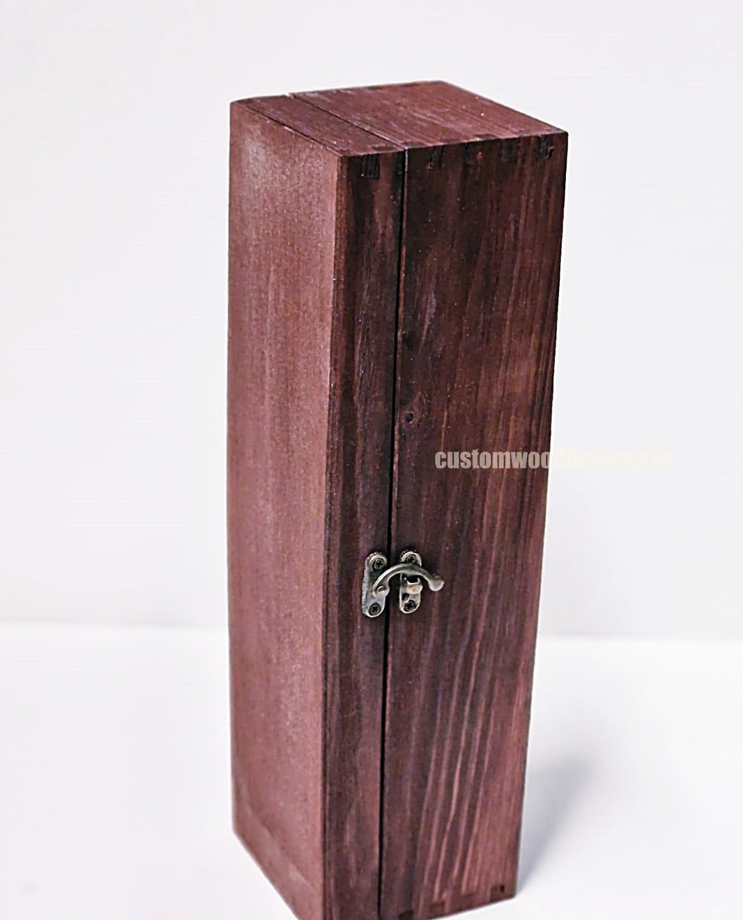 Hinged Lid 1 Bottle Box - Burgundy x25 wooden box Custom Wood Designs ...
